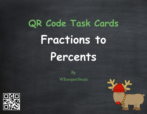 Christmas Math: Fractions to Percents QR Code Task Cards | Teaching ...