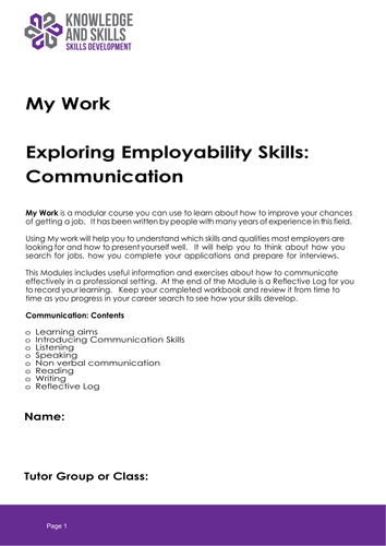 My Work - Exploring Employability Skills: Communication | Teaching ...