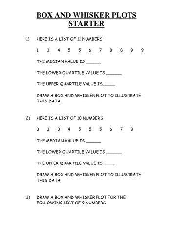 Box and whisker review or starter activty | Teaching Resources
