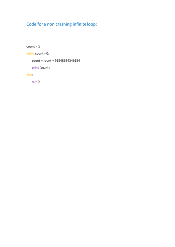 PYTHON Infintie Loop Code | Teaching Resources PYTHON Infintie Loop Code | Teaching Resources