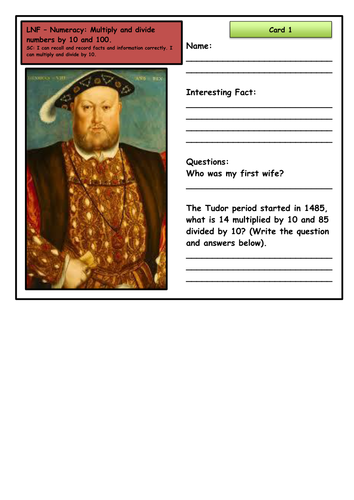 Tudor Monarchs - Literacy and Numeracy | Teaching Resources