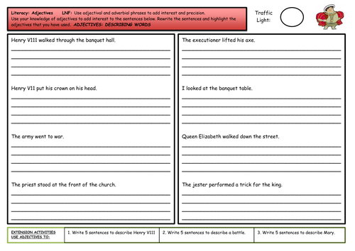 Tudor Adjectives | Teaching Resources