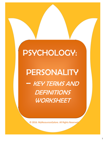 Psychology: Personality- Key Terms and Concepts | Teaching Resources