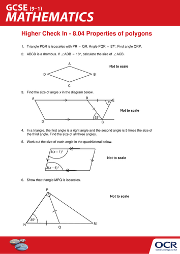 OCR Maths: Higher GCSE - Check In Test 8.04 Properties of polygons ...
