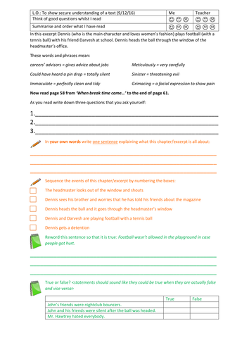 The Boy in the Dress Reading Activity | Teaching Resources