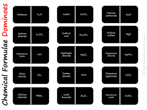Chemical Formulae Dominoes / Card Loop | Teaching Resources