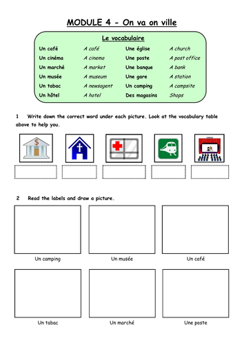 Expo 1 Module 4 Au centre ville (Unit 1) | Teaching Resources