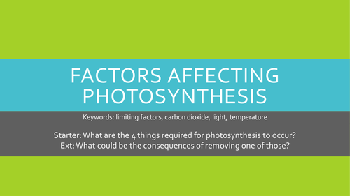 Limiting Factors of Photosynthesis lesson | Teaching Resources