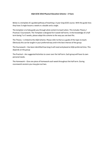 AQA GCSE Physical Education Plan | Teaching Resources