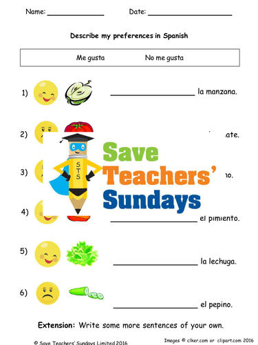 Likes & Dislikes in Spanish Lesson Plan, PowerPoint (with audio) and ...