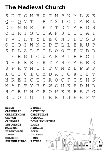 Medieval Church Word Search by sfy773 | Teaching Resources