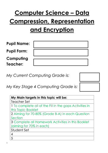 Edexcel Computer Science - Binary Representation Images and Sound | Teaching Resources