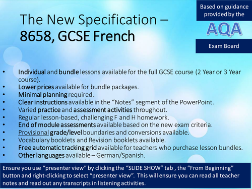 New French GCSE (AQA), Theme: Identity and Culture - Lesson C ...
