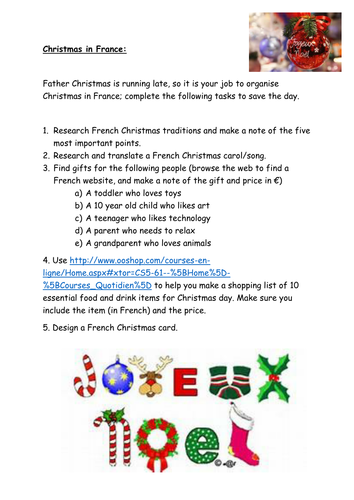 Christmas in France ICT cover lesson | Teaching Resources