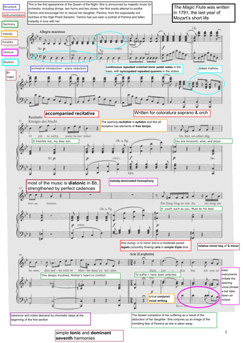 Mozart - The Magic Flute - EDEXCEL A level annotated and translated ...