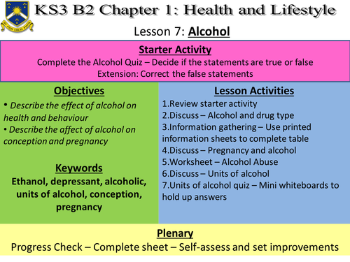 B2.1 Health and Lifestyle - Lesson 7 - Alcohol | Teaching Resources