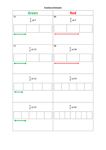 Fractions of Amounts - Bar Modelling / Box Method approach - adaptable ... Fractions of Amounts - Bar Modelling / Box Method approach - adaptable ...