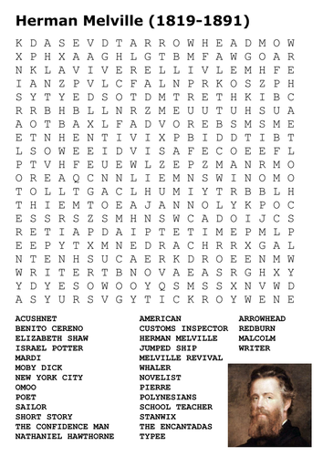 Herman Melville Word Search | Teaching Resources