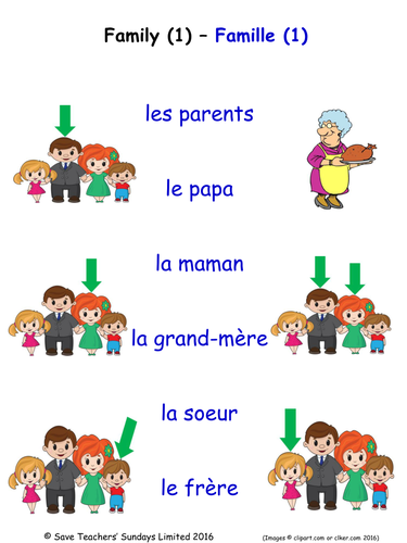 Family in French Activities (4 pages covering 24 French family words ...
