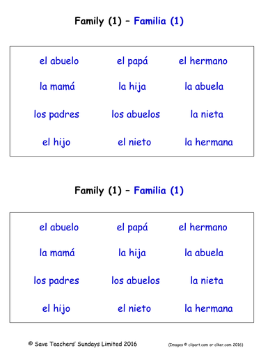 Family in Spanish Worksheets (2 Labelling Worksheets) | Teaching Resources