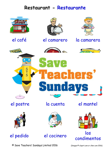 Restaurant in Spanish Worksheets, Games, Activities and Flash Cards ...