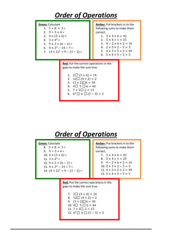 Order of Operations | Teaching Resources