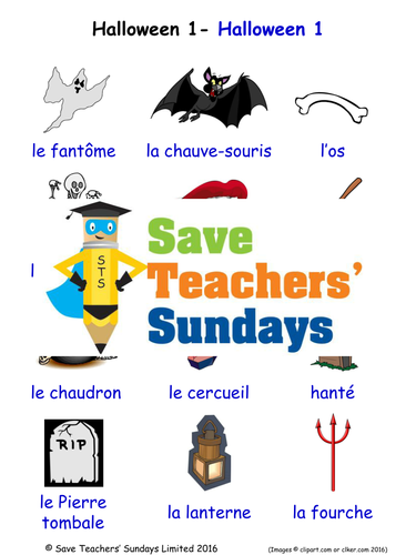 Halloween in French Worksheets, Games, Activities and Flash Cards (with ...