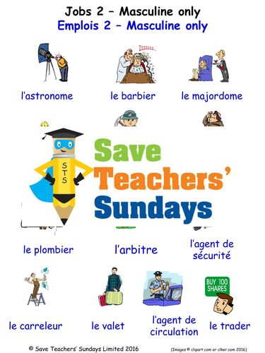Jobs (Masculine Only) in French Worksheets, Games, Activities and Flash ...