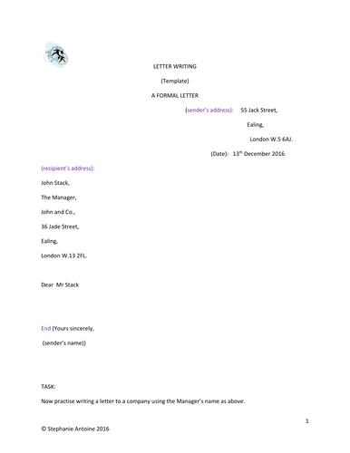 Letter Writing formal letter templates | Teaching Resources
