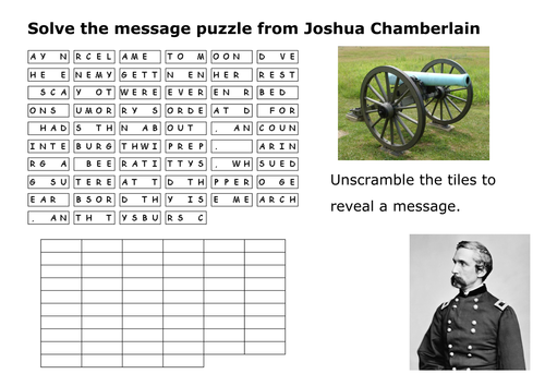Solve the message puzzle from Joshua Chamberlain about the Battle of ...