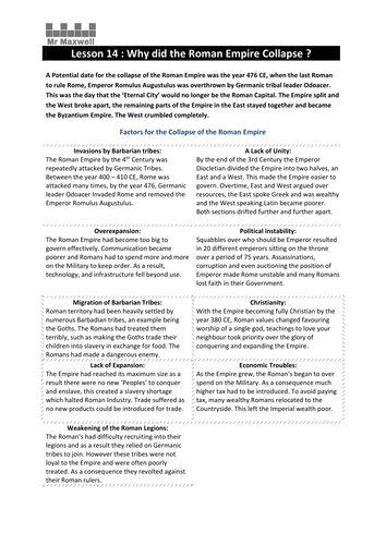 Lesson 14: Why did the Roman Empire Collapse? | Teaching Resources