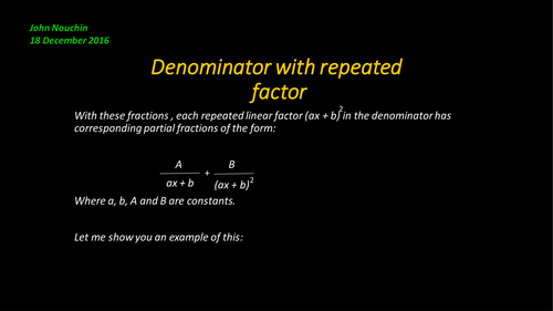 Partial fractions (Denominator with repeated linear factors) | Teaching ... Partial fractions (Denominator with repeated linear factors) | Teaching ...