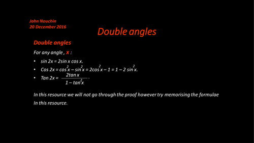 Double angles | Teaching Resources