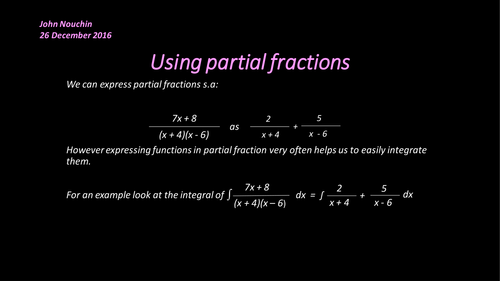 Using Partial Fractions | Teaching Resources Using Partial Fractions | Teaching Resources