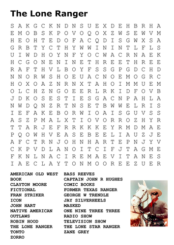 The Lone Ranger Word Search | Teaching Resources