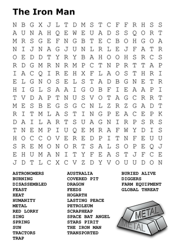 The Iron Man Word Search by sfy773 - Teaching Resources - Tes