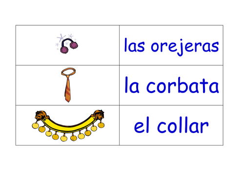 Clothes in Spanish Flashcards (36 Spanish Clothing Flash Cards ...