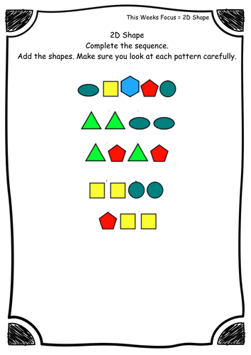 Year 2 - 2D Shape - Shape Pattern and sequence - Worksheets ...