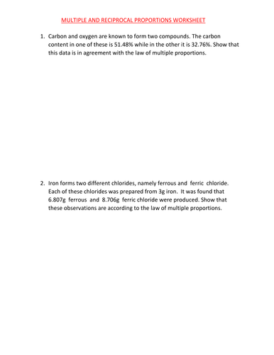 Law Of Reciprocal Proportions