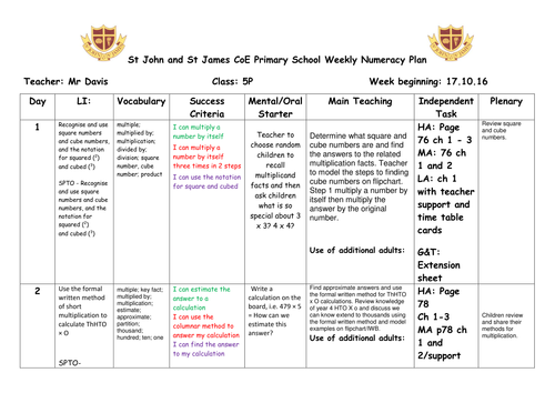 Year 5 Maths Weekly Overview | Teaching Resources