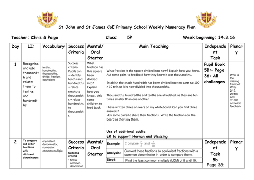 Year 5 Fractions lesson plans | Teaching Resources