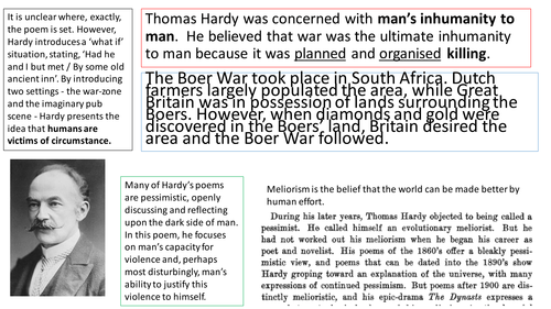 Thomas Hardy The man he killed New specification GCSE poetry 9-1 Fully ...