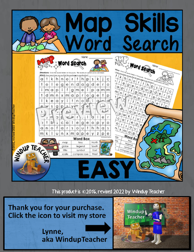 Map Skills Word Search *Easy | Teaching Resources