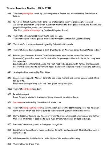 Victorian timeline | Teaching Resources