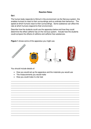 Human Reaction Rates 6 mark question Required Practical | Teaching ...