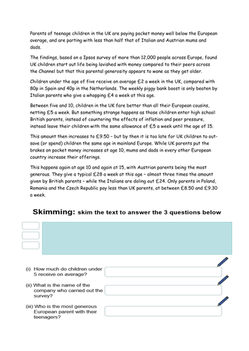 Skim Reading | Teaching Resources