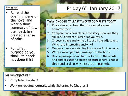 Three lessons: Of Mice and Men - reading lesson and journals/Language ...