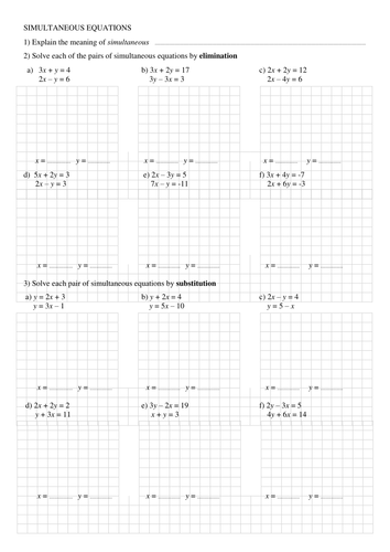 Simultaneous equations worksheet | Teaching Resources Simultaneous equations worksheet | Teaching Resources