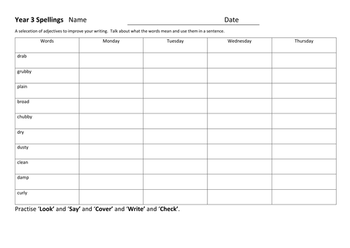 Year 3 - Differentiated spelling sheets | Teaching Resources