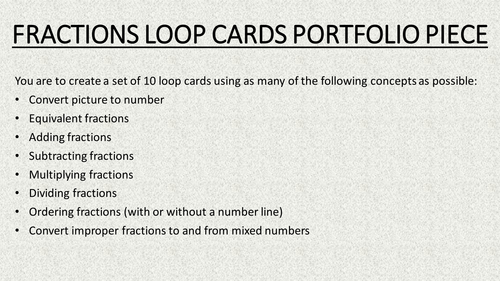 Fraction loop cards task | Teaching Resources